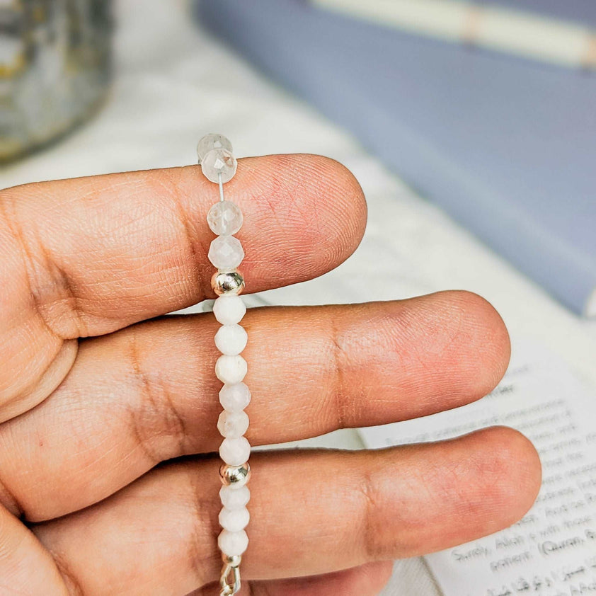 Sapphire & Moonstone Tasbih Bracelet | Women's Misbaha | 33 Beads ...