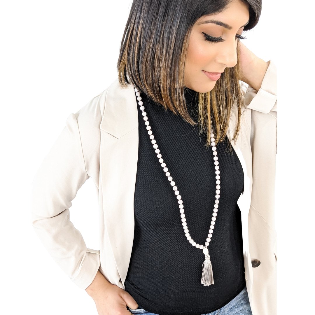White Jade Tassel Tasbih | Islamic Prayer Beads | 99 Tasbih Beads ...